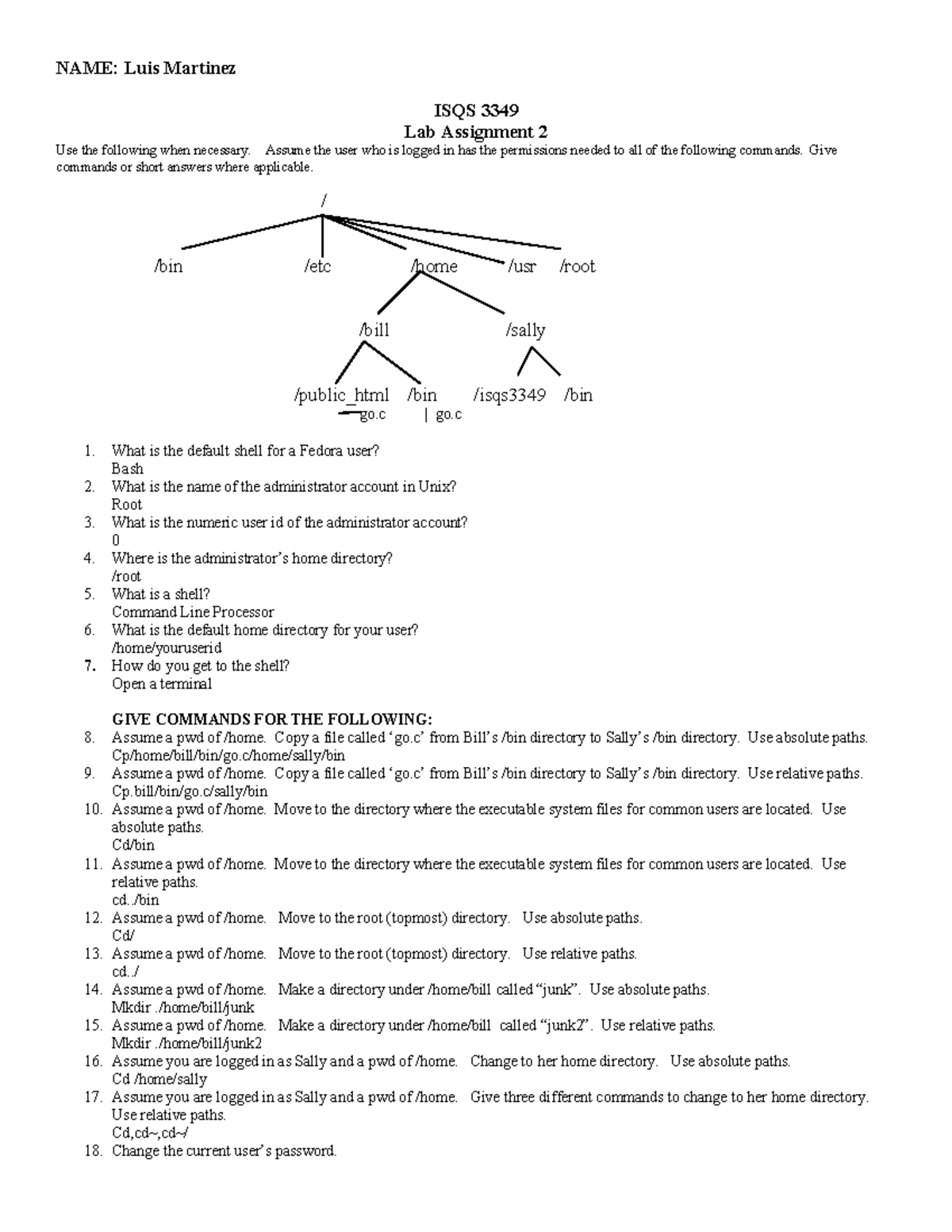 Lab Assignment 2 Name Luis Martinez Isqs 3349 Lab Assignment 2 Use