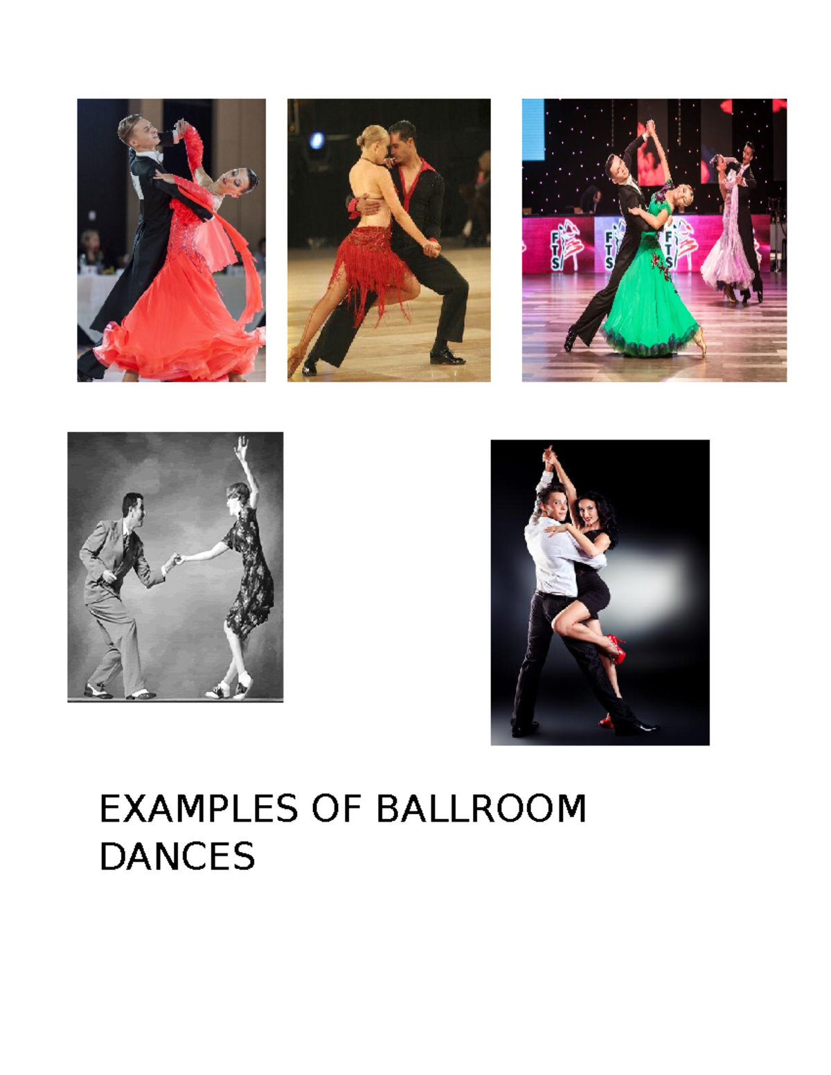 Hope - education purposes - Fine Arts - EXAMPLES OF BALLROOM DANCES ...