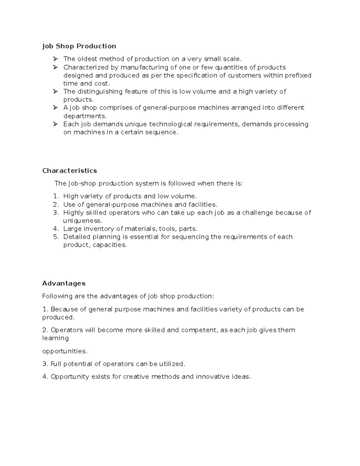 Job-Shop-Production - Job Shop Production The oldest method of ...