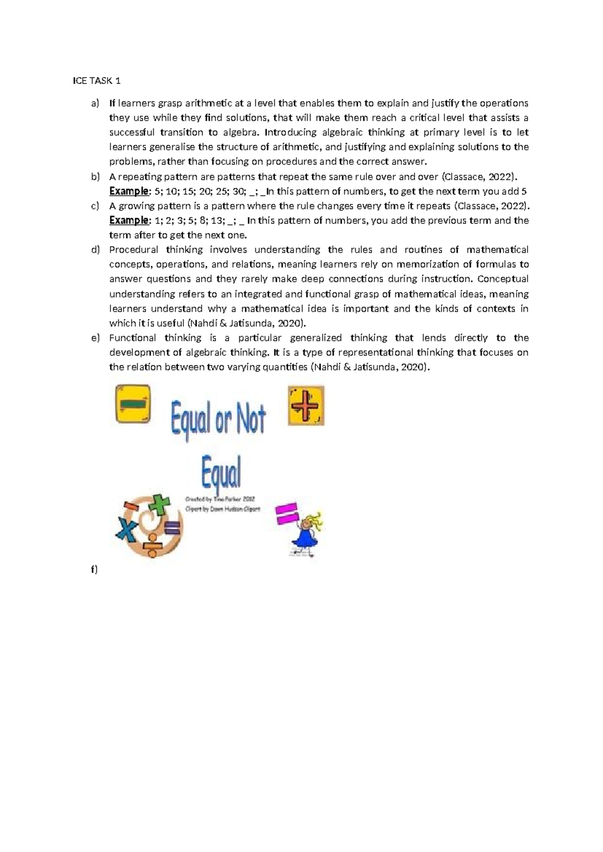 ICE TASK 1 Maths - ICE TASK 1 a) If learners grasp arithmetic at a ...