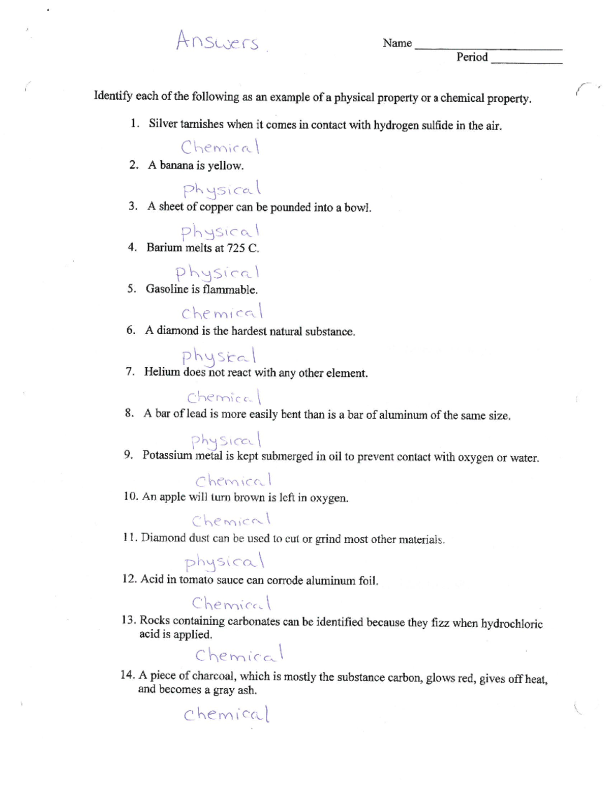 Physical and chemical properties and changes - Studocu