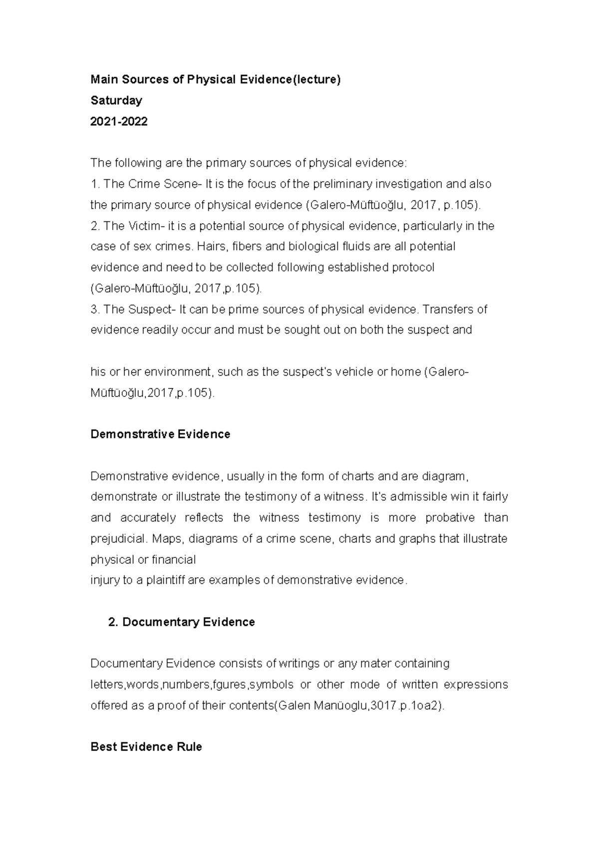 Main Sources of Physical Evidence - Main Sources of Physical Evidence ...