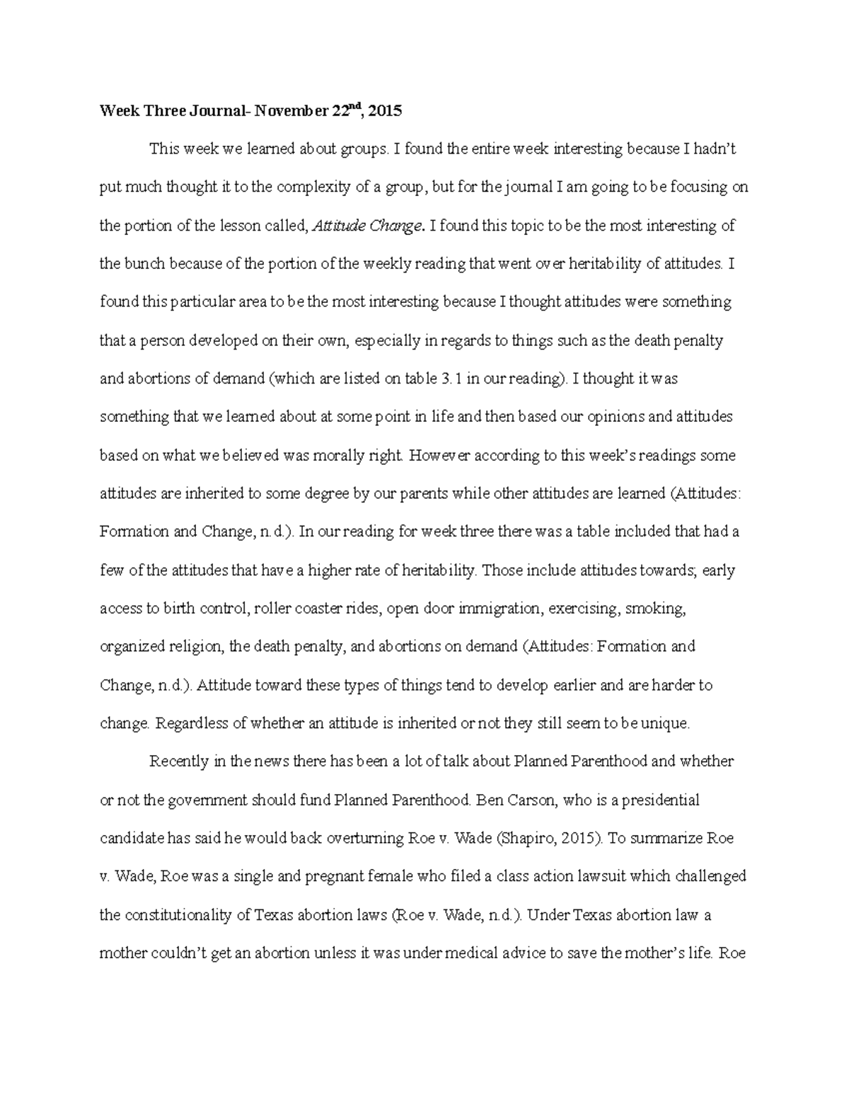 Week Three Journal Entry-Groups - Week Three Journal- November 22nd ...