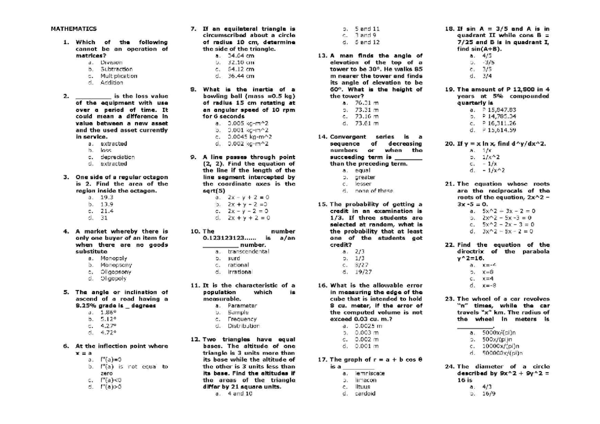 200 Engineering Mathematics Problems - Civil Engineering Orientation ...