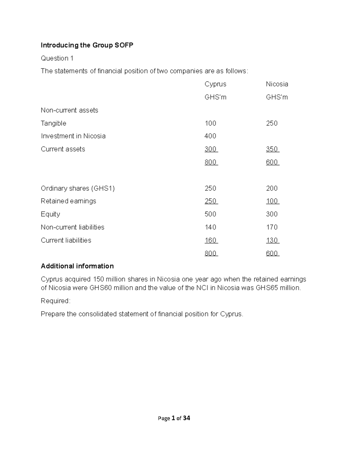 Lecture 8-11 - Group Accounts Questions - Introducing the Group SOFP ...