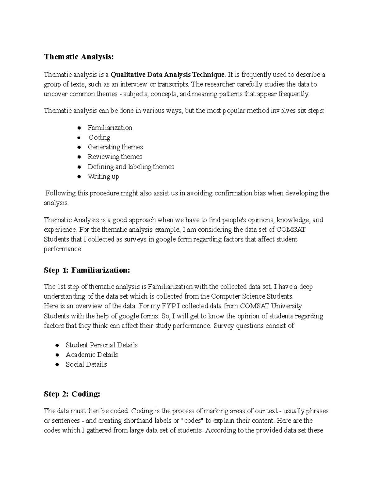 Assignment 2 (Sample) - Thematic Analysis: Thematic analysis is a ...
