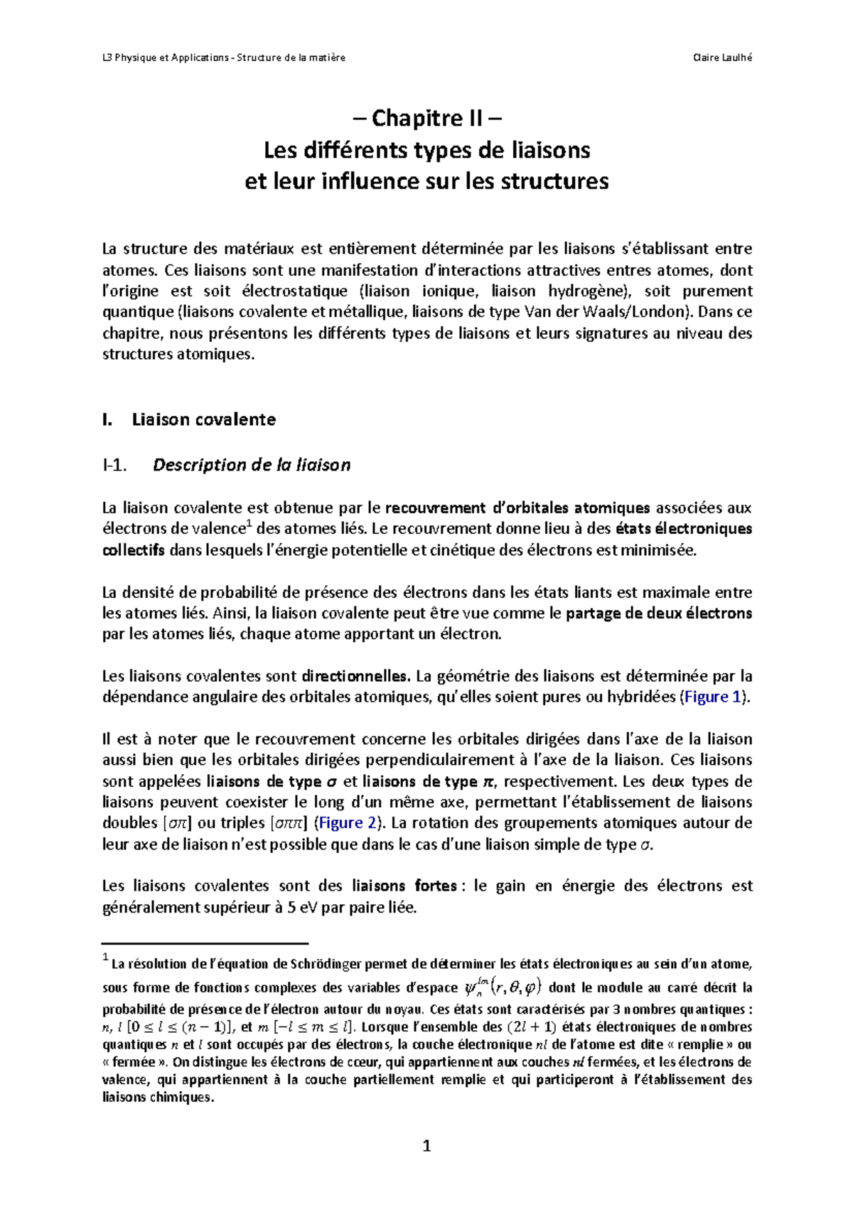 Cours sur les types de liaisons chimiques - – Chapitre II – Les ...