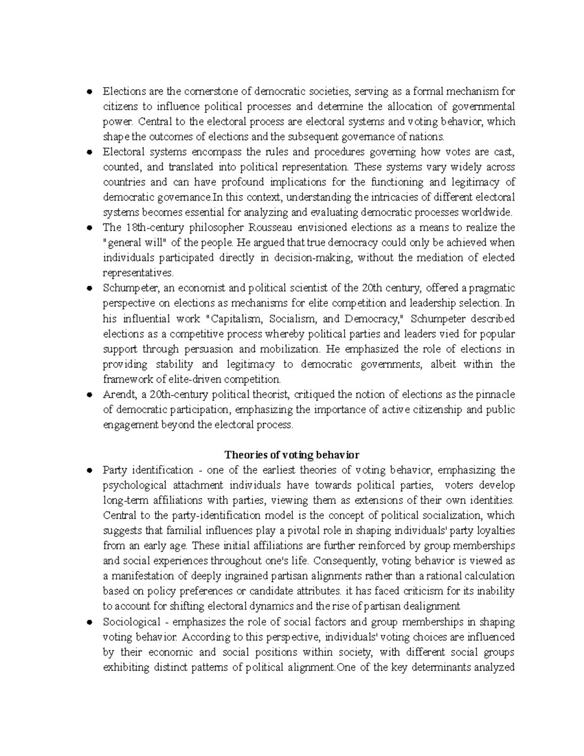 Unit 6 - elections CPA notes - Elections are the cornerstone of ...