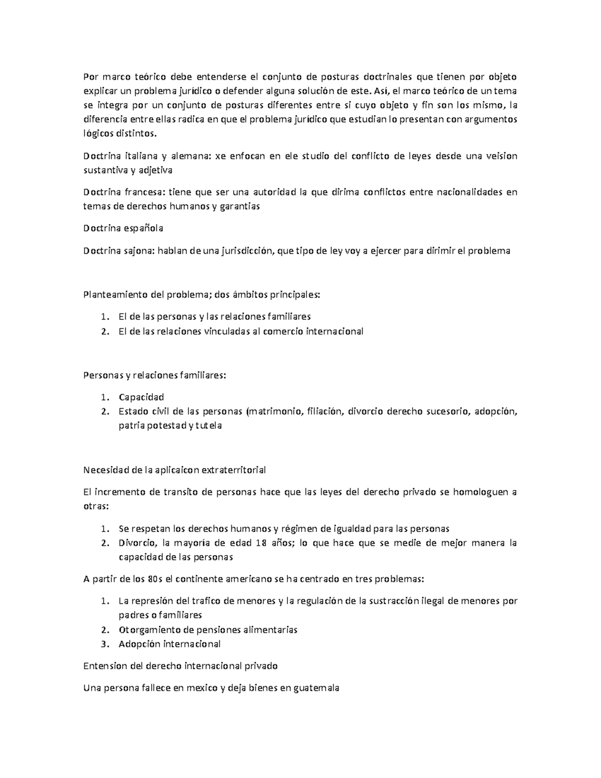 Derecho internacional privado primer parcial - Por marco teórico debe entenderse el conjunto de ...