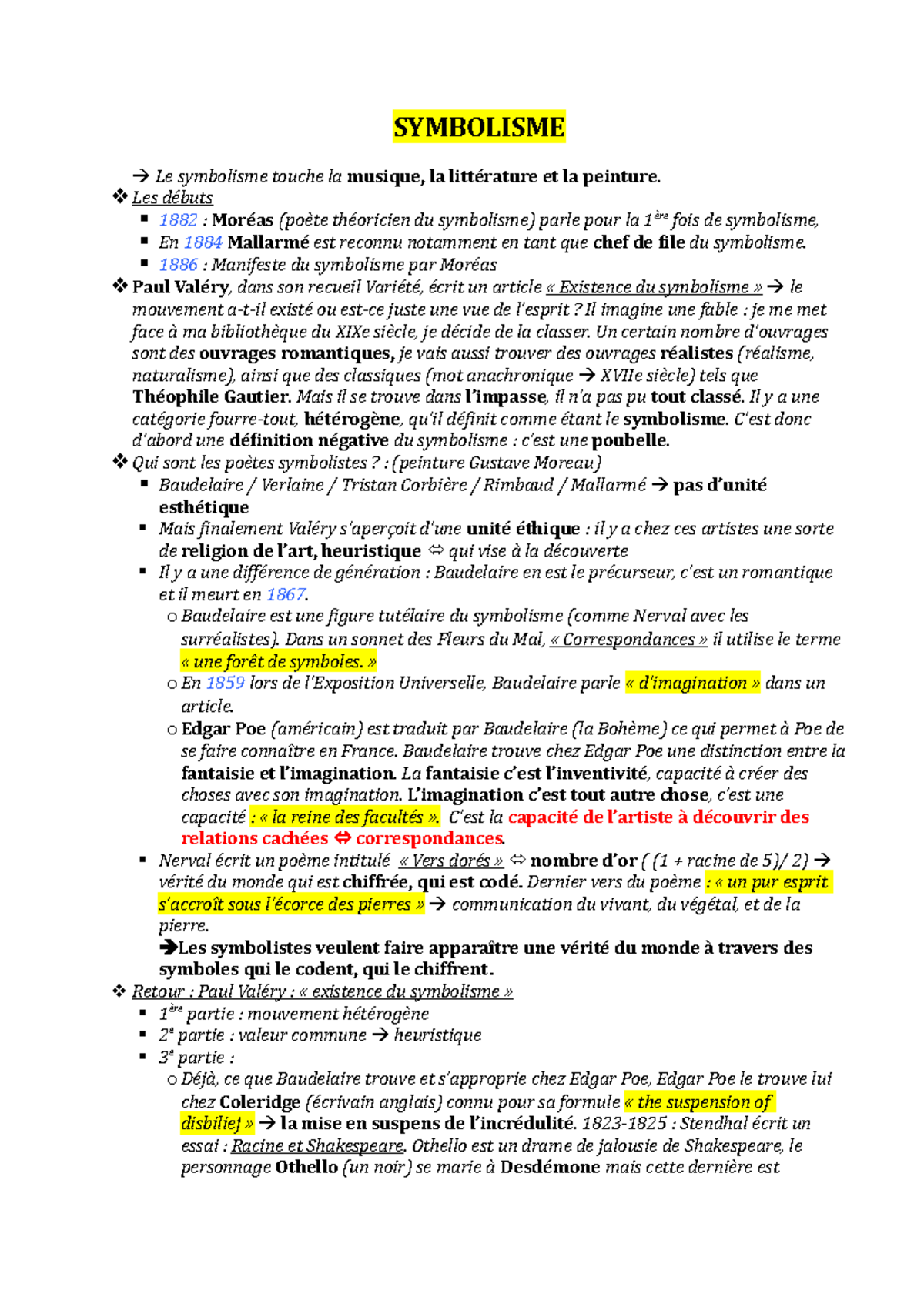 Symbolisme - Notes de cours all - Philosophie - Studocu