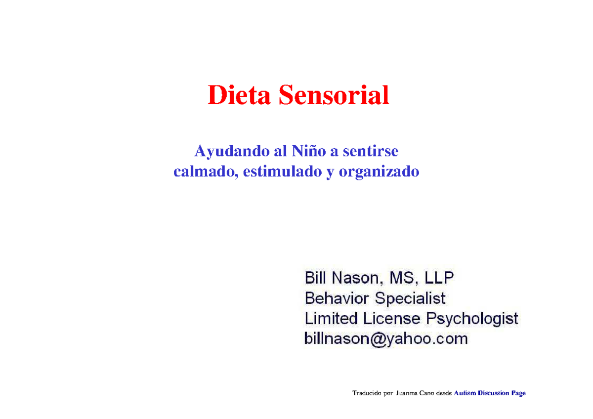 Dieta Sensorial MUY Bueno - Dieta Sensorial Ayudando al Niño a sentirse ...
