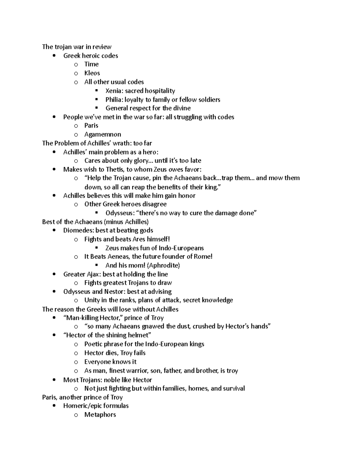 The trojan war in review - .. until it’s too late Makes wish to Thetis ...