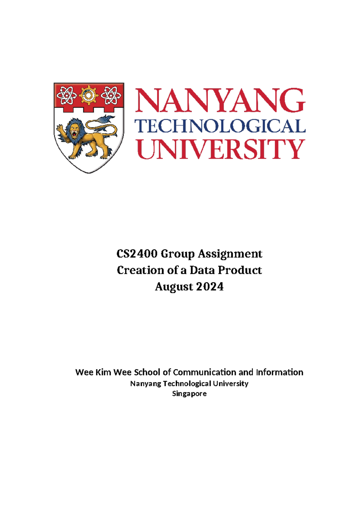 CS2400 Group Assignment (August 2024)(1) - CS2400 Group Assignment Creation of a Data Product ...
