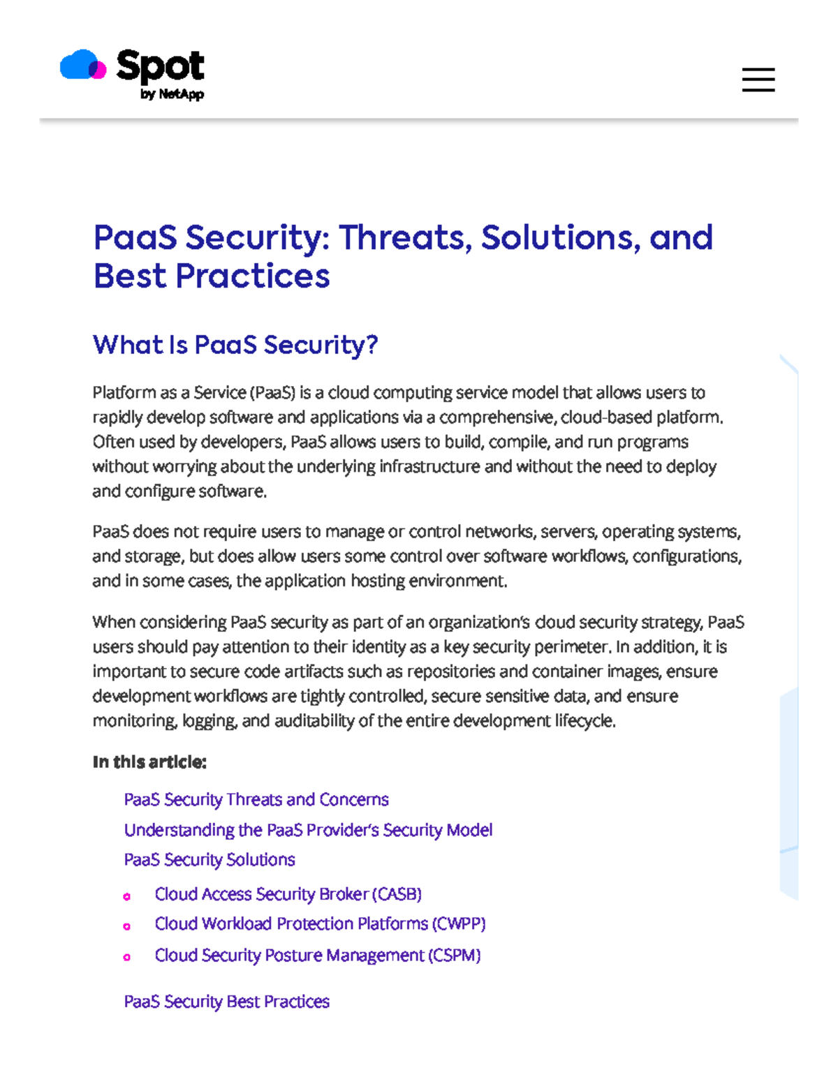 Paa S Security Threats, Solutions, and Best Practices - Spot - PaaS ...