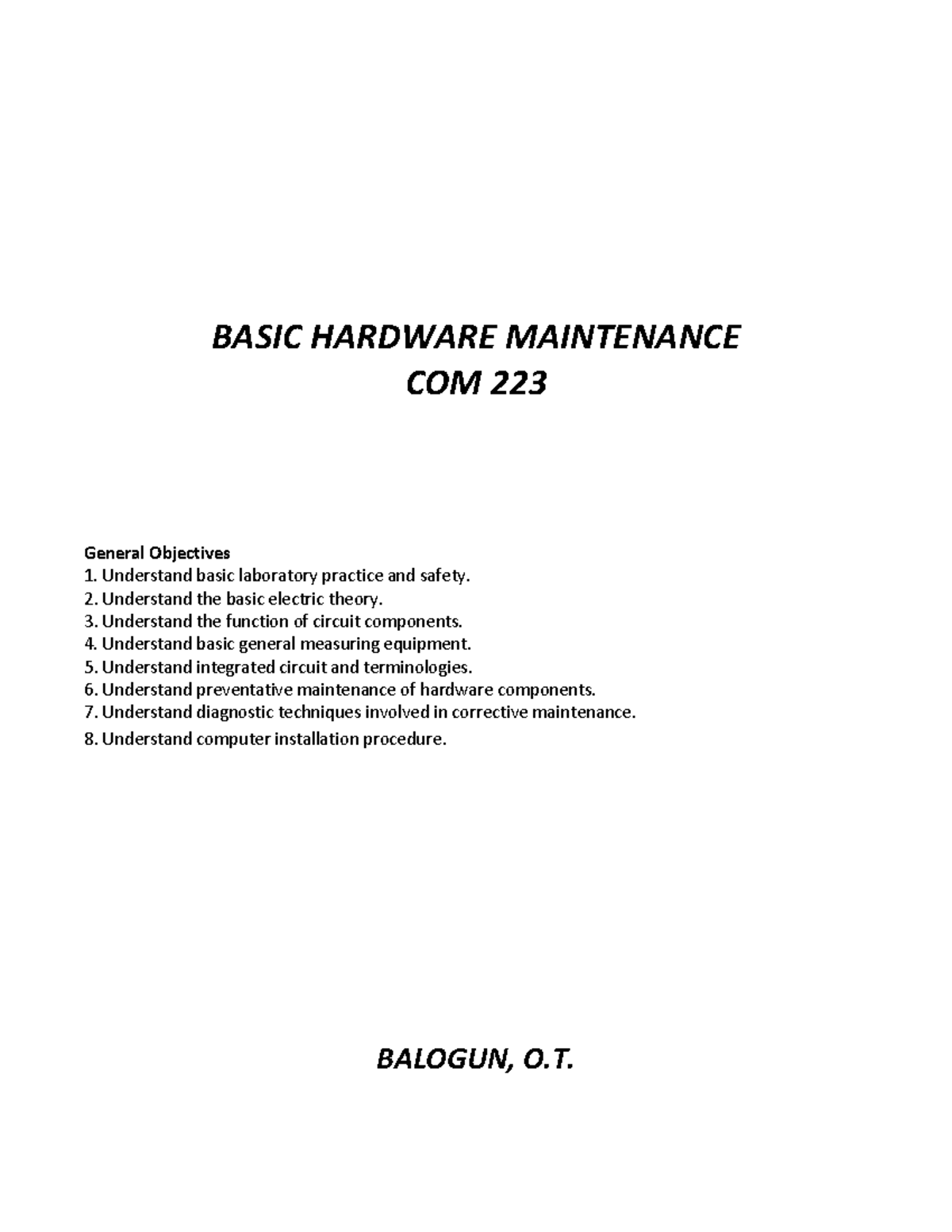 COM 223 Lecture Note 2 - Note on web technology and design - BASIC ...