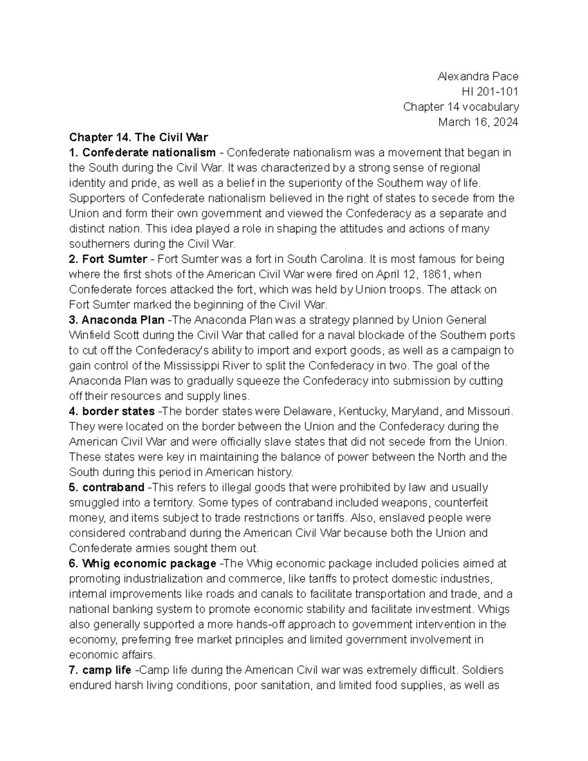 HI CH 14 vocab - Alexandra Pace HI 201- Chapter 14 vocabulary March 16 ...