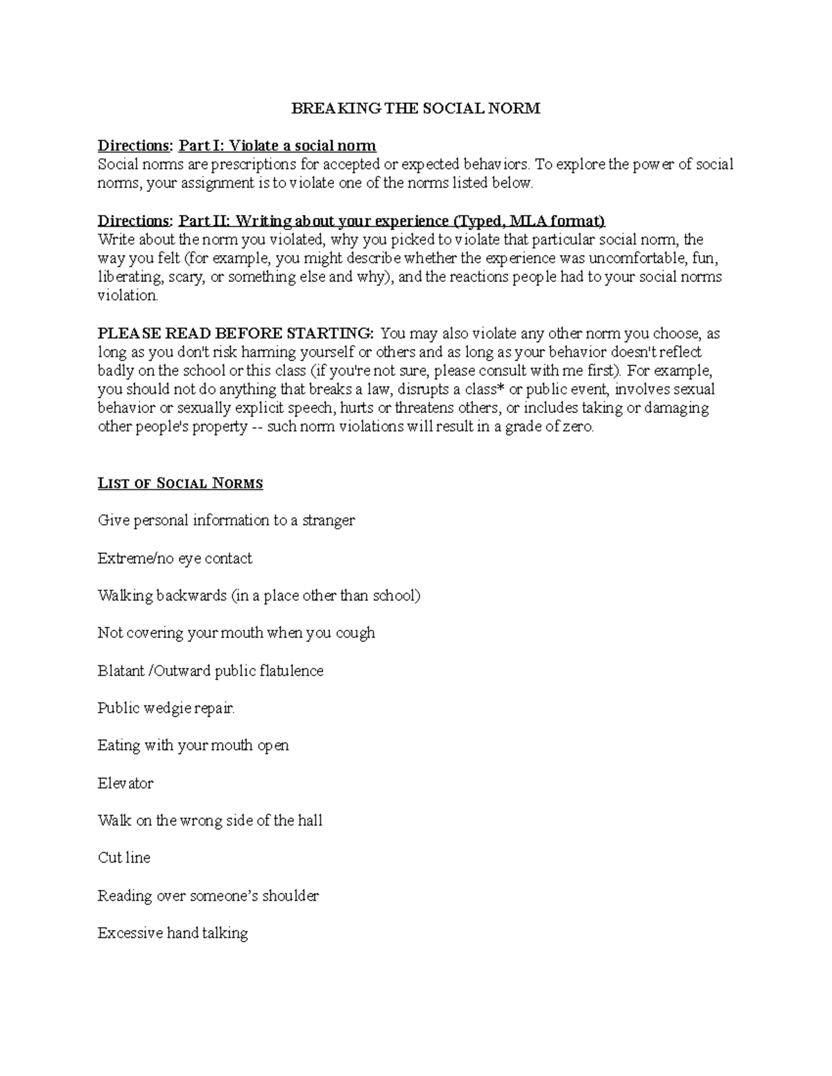 Breaking the Social Norm, Communications 2 - BREAKING THE SOCIAL NORM ...