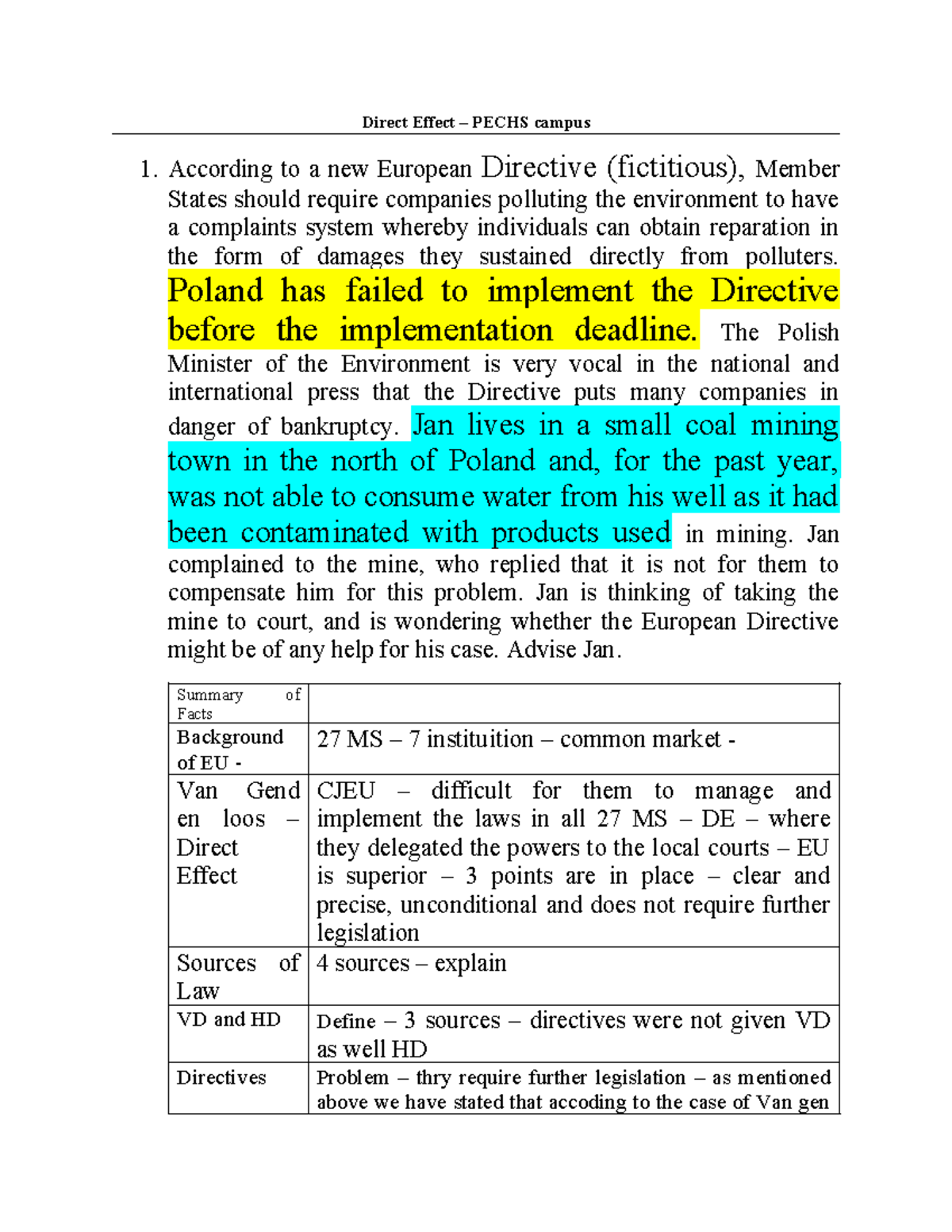 Direct Effect - Pechs-1 - Direct Effect – PECHS campus 1. According to ...