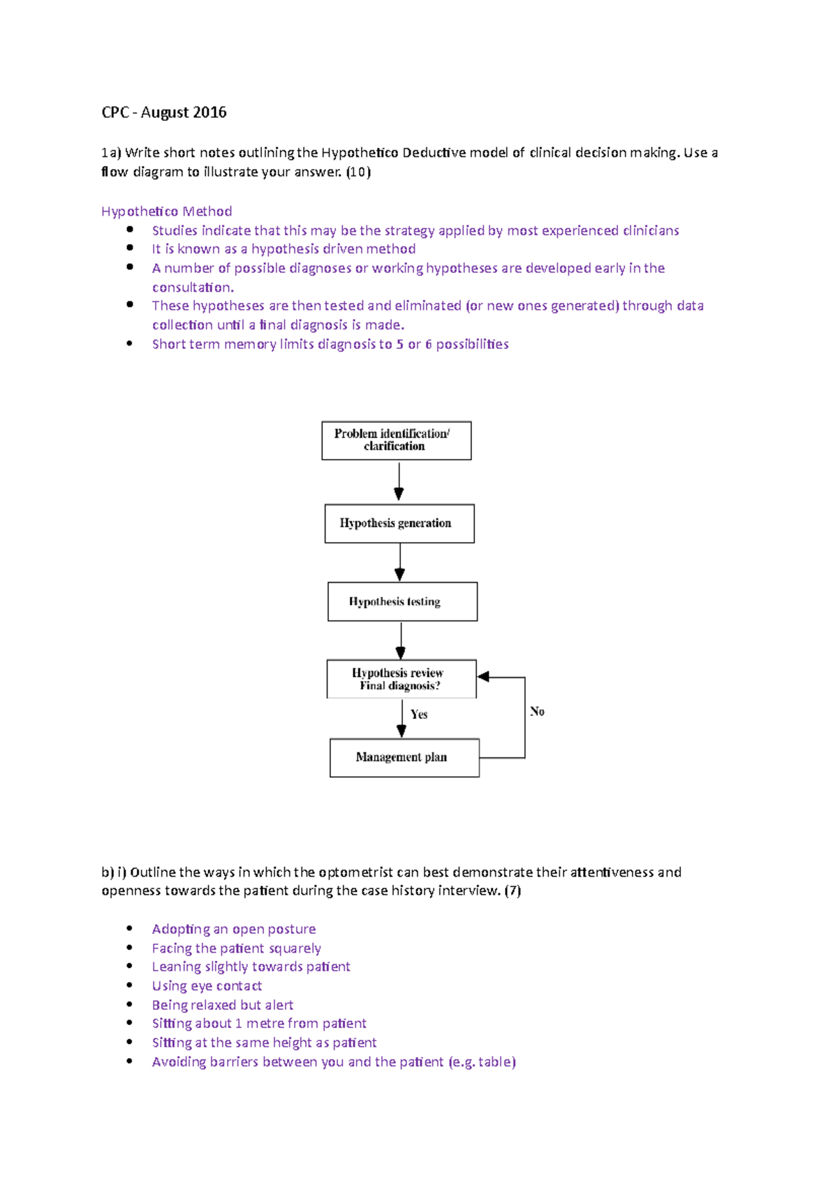 CPC - August 2016 past papers - CPC - August 2016 1a) Write short notes ...