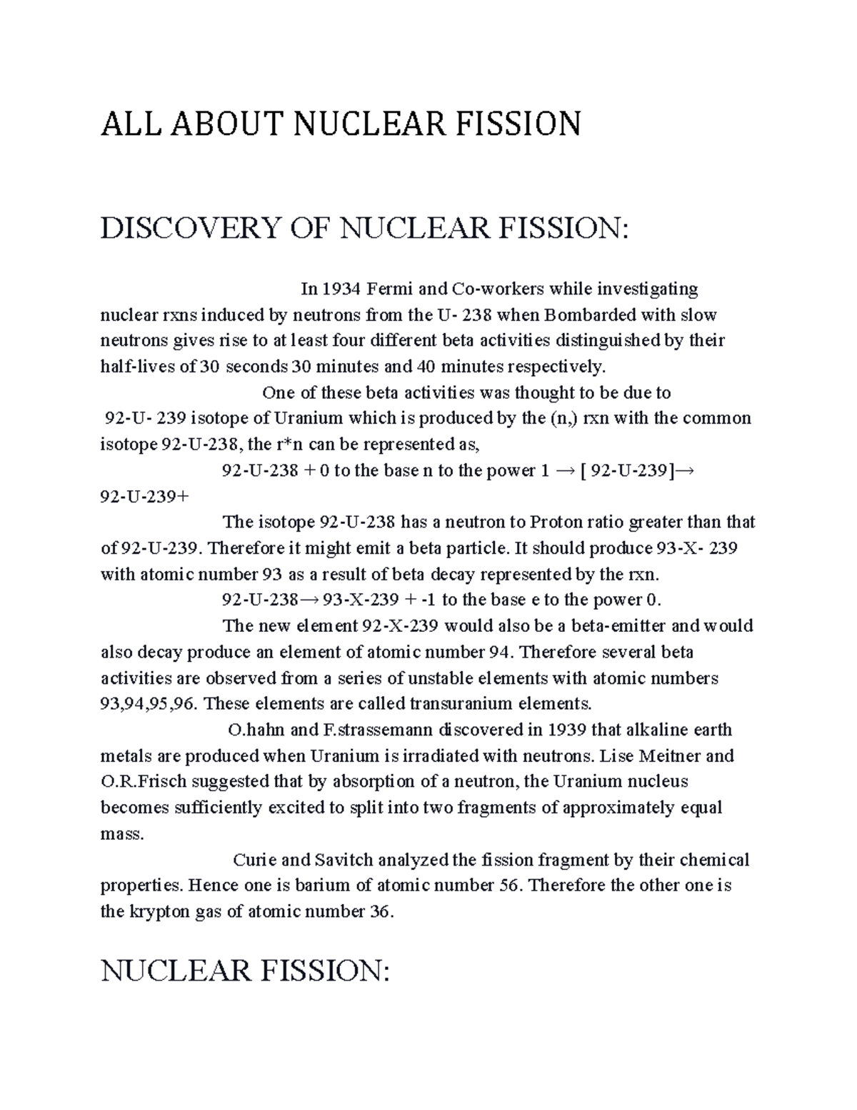 Nuclear Fission - INTRODUCTION TO ADVANCED LEVEL - Physical chemistry ...
