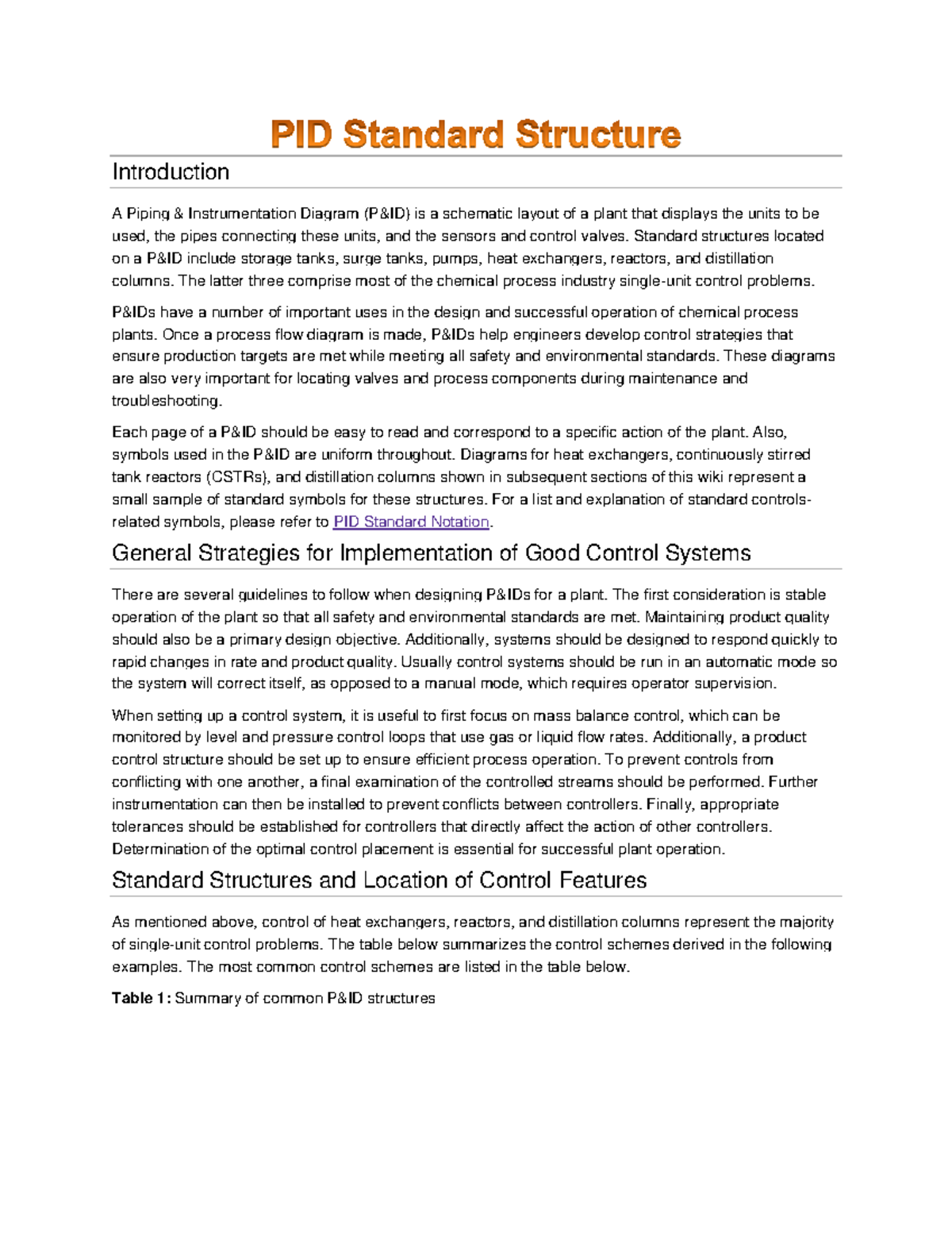 PID Standard Structure - Introduction A Piping & Instrumentation ...