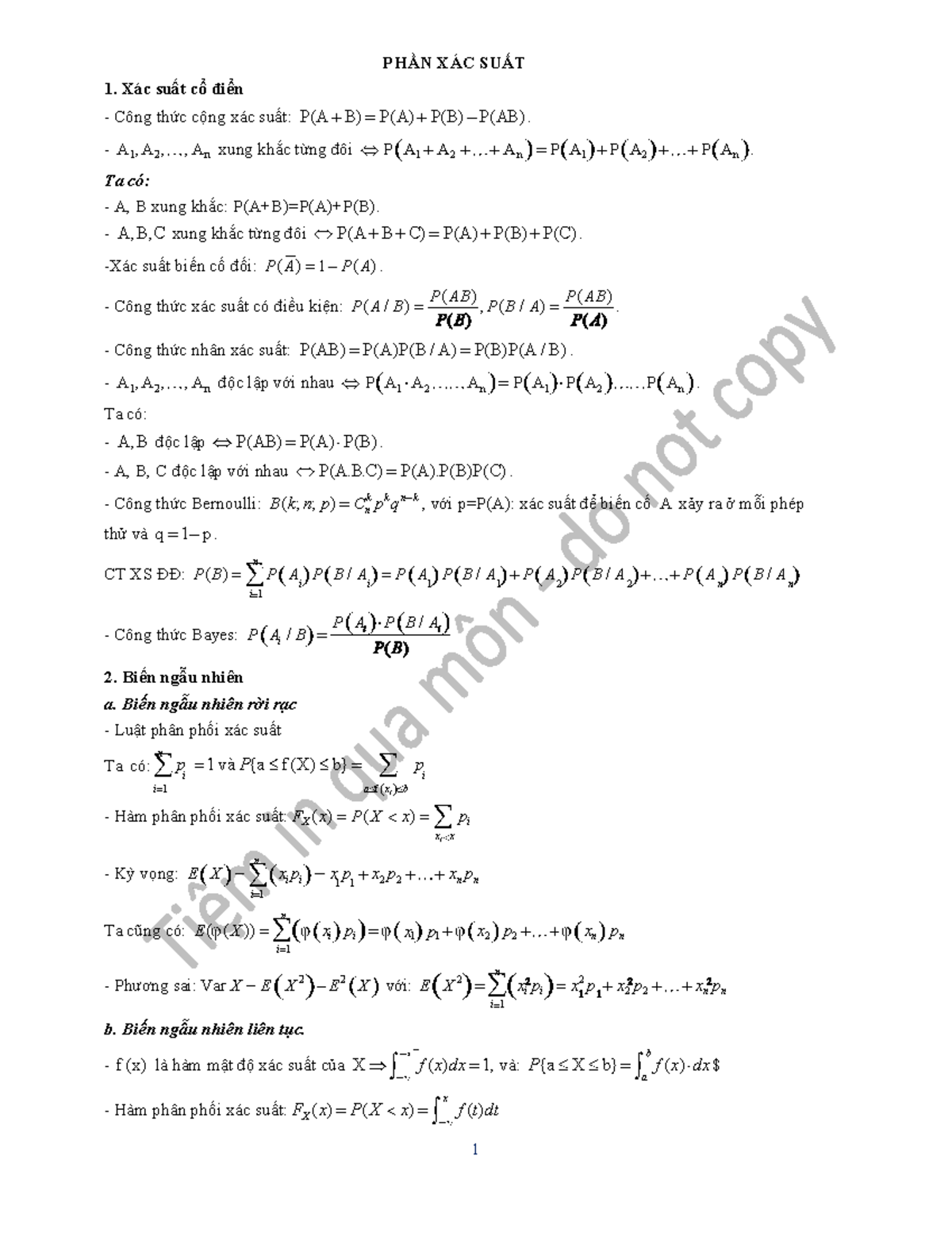 LT-XSTK-full - n n i i 1 1 2 2 n n i i n i i 1 1 n n x p n b x PHẦN XÁC SUẤT Xác suất cổ điển ...