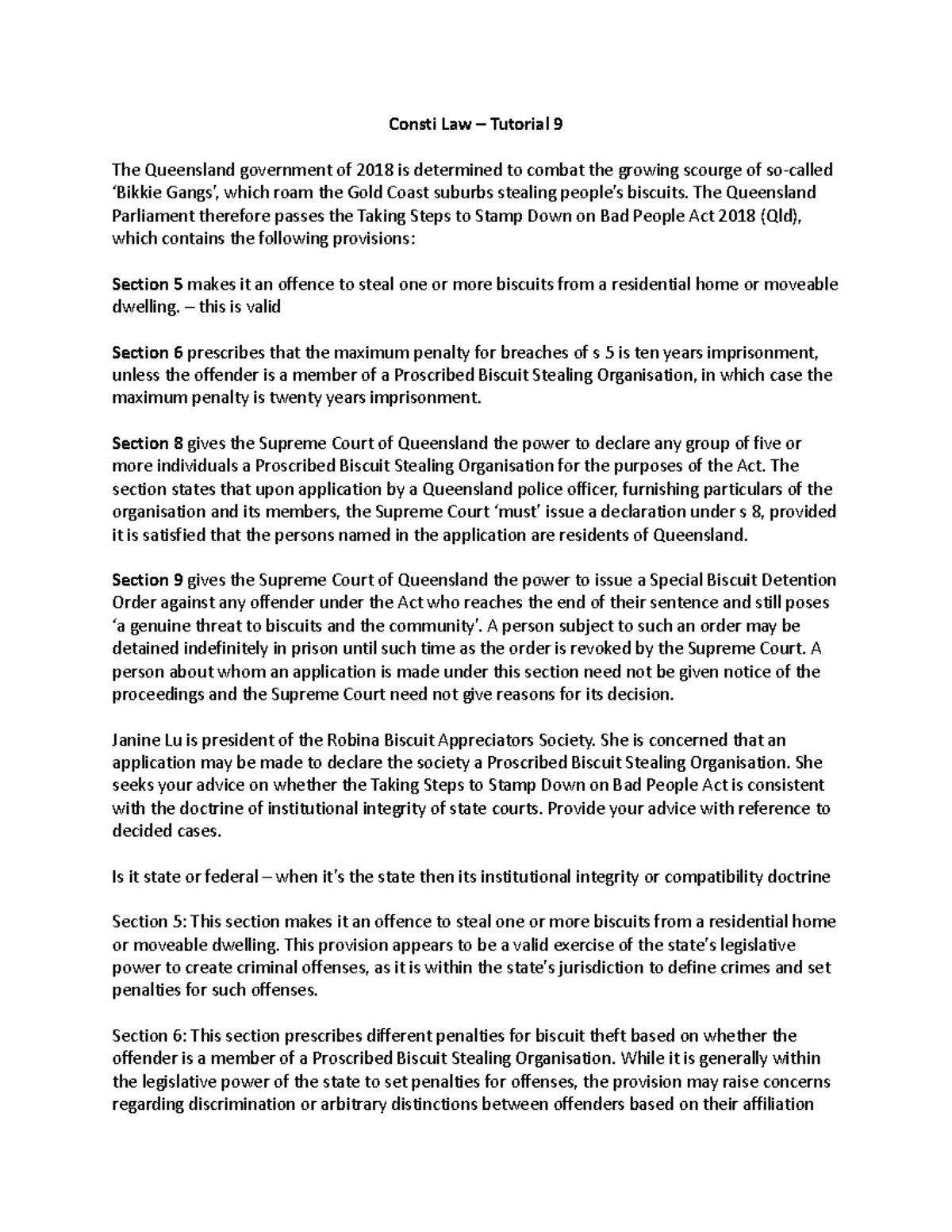 Consti Law Tutorial 9 Consti Law Tutorial 9 The Queensland Government Of 2018 Is