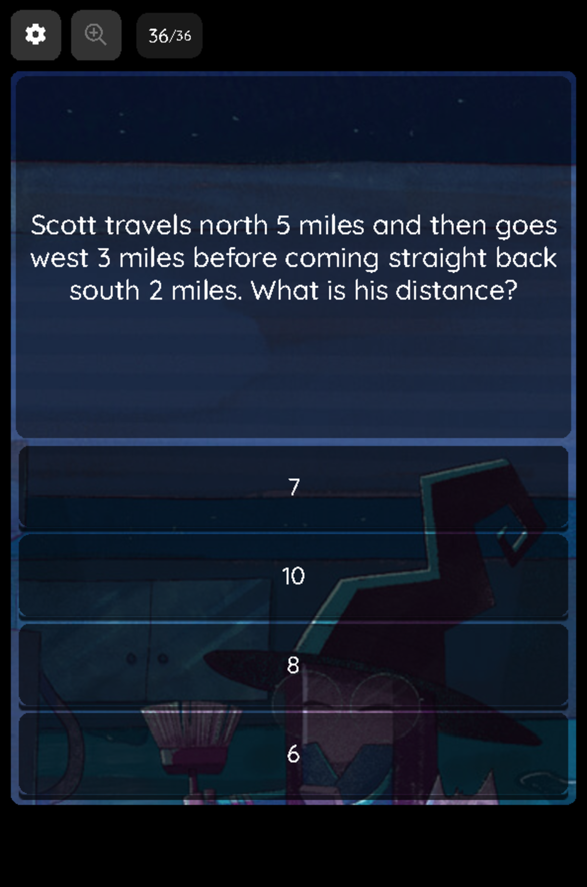 Playing a Game - Quizizz 30 - Scott travels north 5 miles and then goes ...