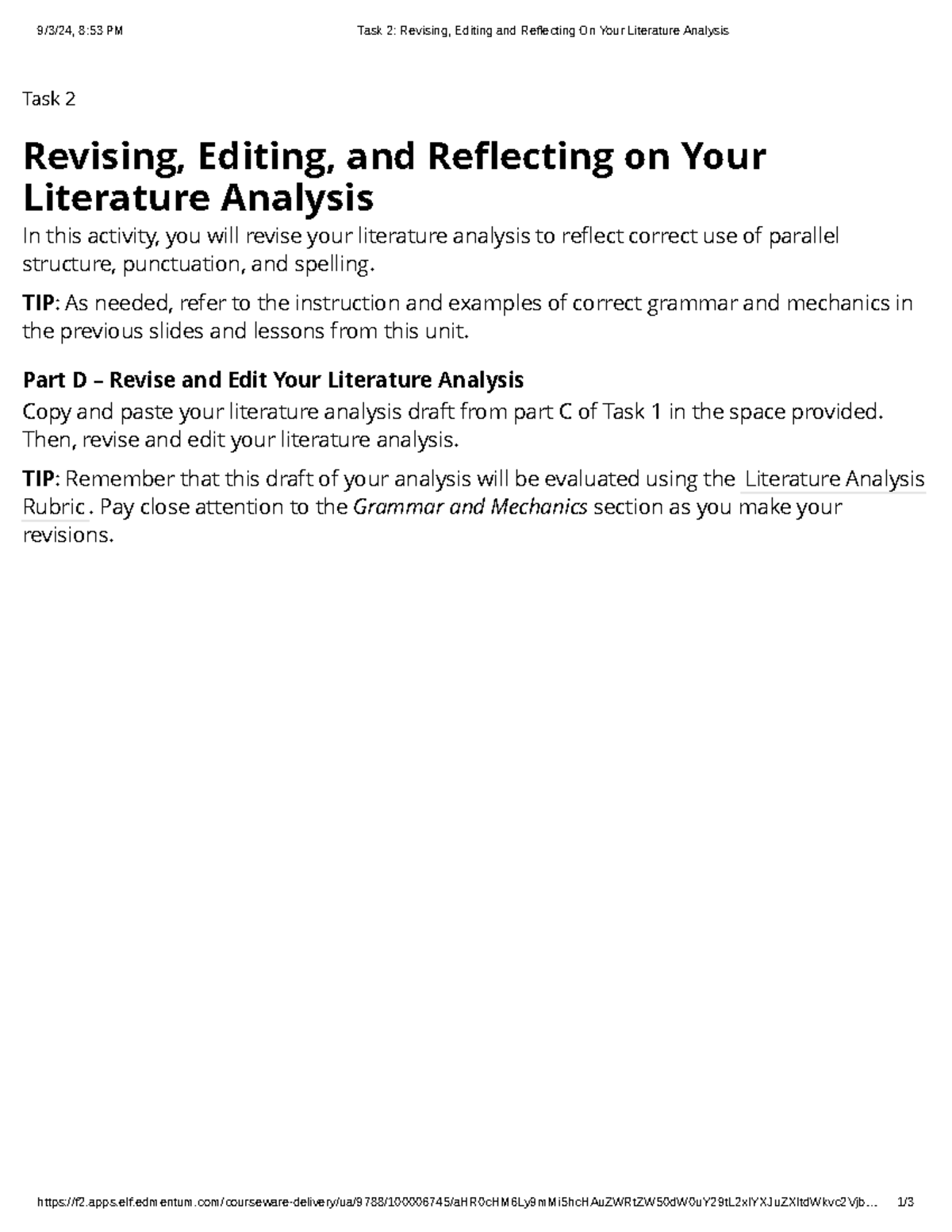 1 Unit Activity Write a Literature Analysis on Authorial Techniques ...