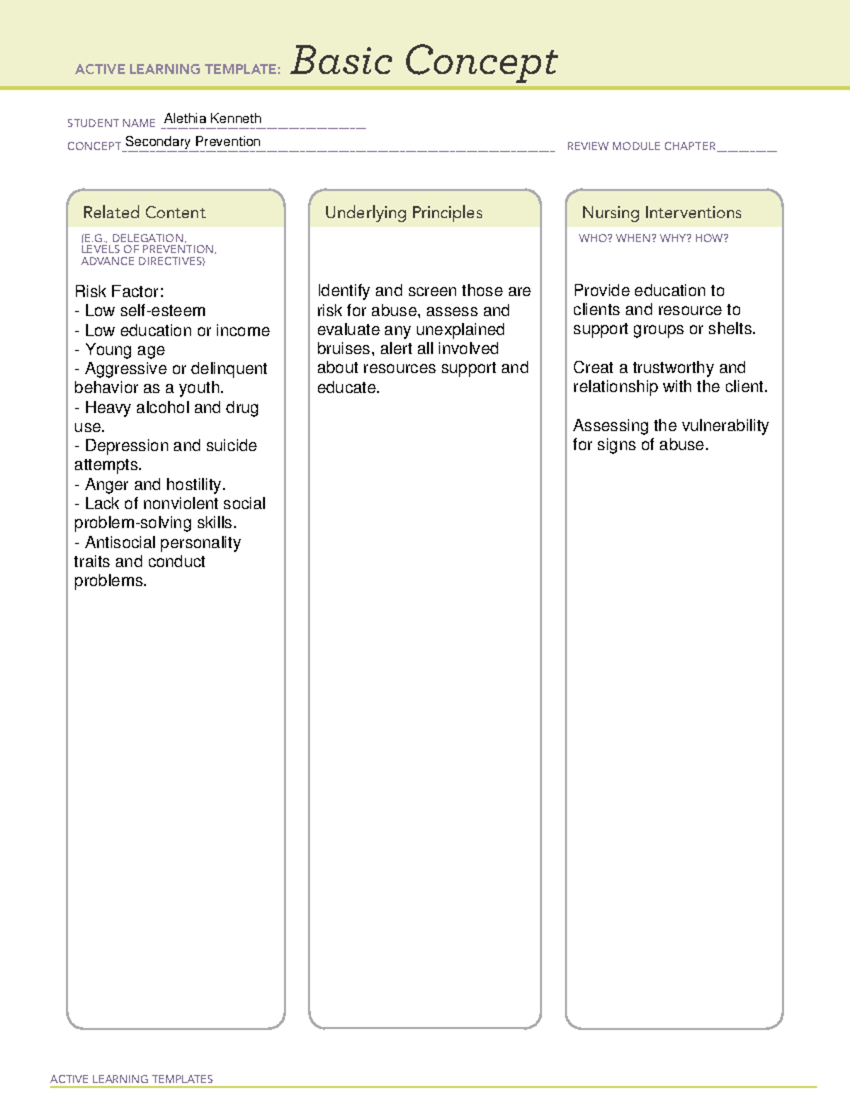 Basic concept restricted (4) VATI 3 - MED SURG 102 - ACTIVE LEARNING ...