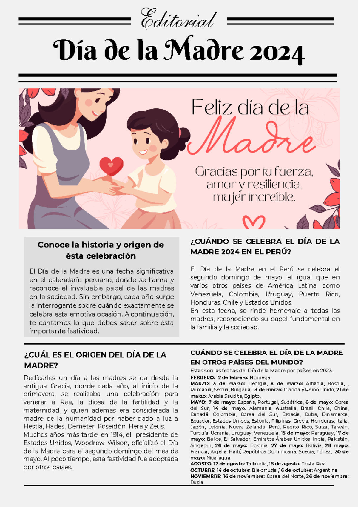 Editorial Dia de la Madre 2024 - Día de la Madre 2024 Editorial ...