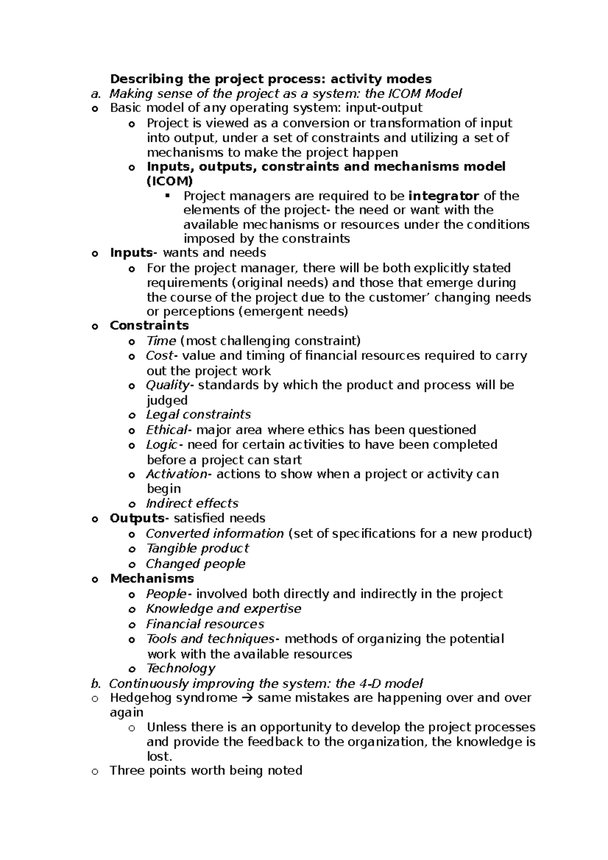 Describing the project process - Making sense of the project as a ...