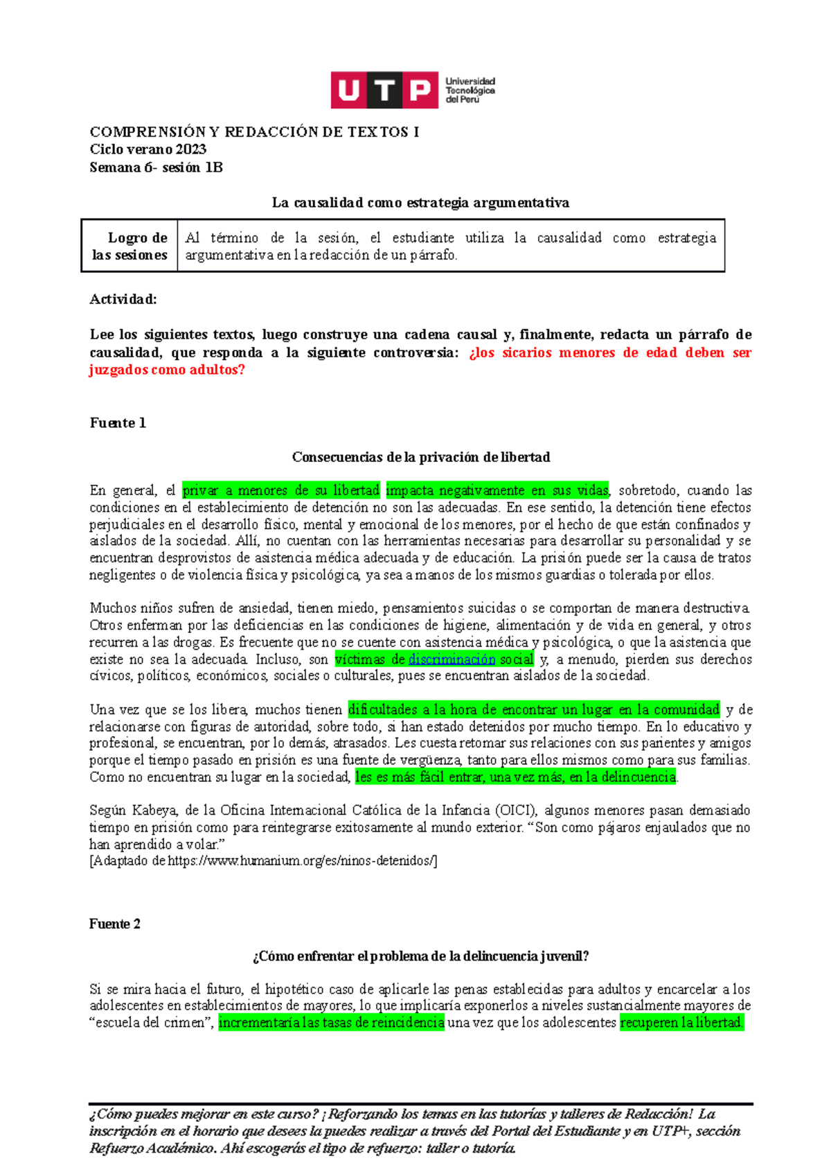 Lunes 14 Texto de causalidad 2 - COMPRENSIÓN Y REDACCIÓN DE TEXTOS I ...