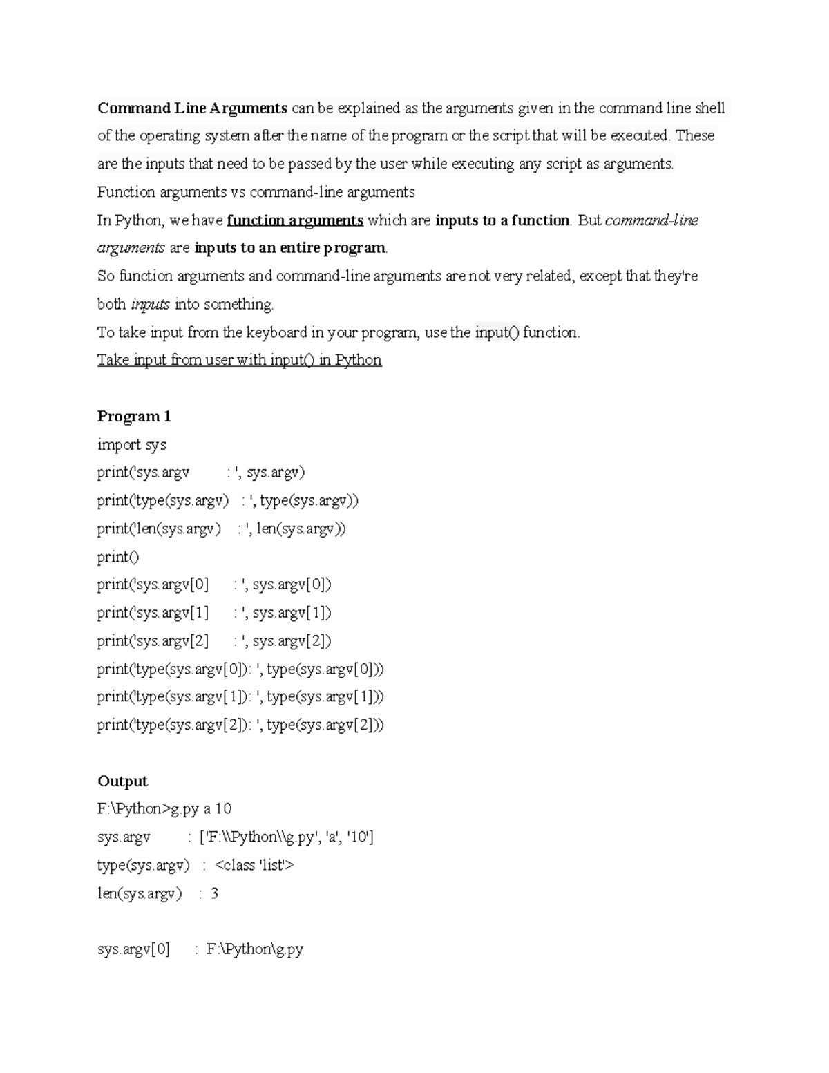 M.Sc(CS) Python 29.09.2023 Day 15 - Command Line Arguments can be explained as the arguments ...