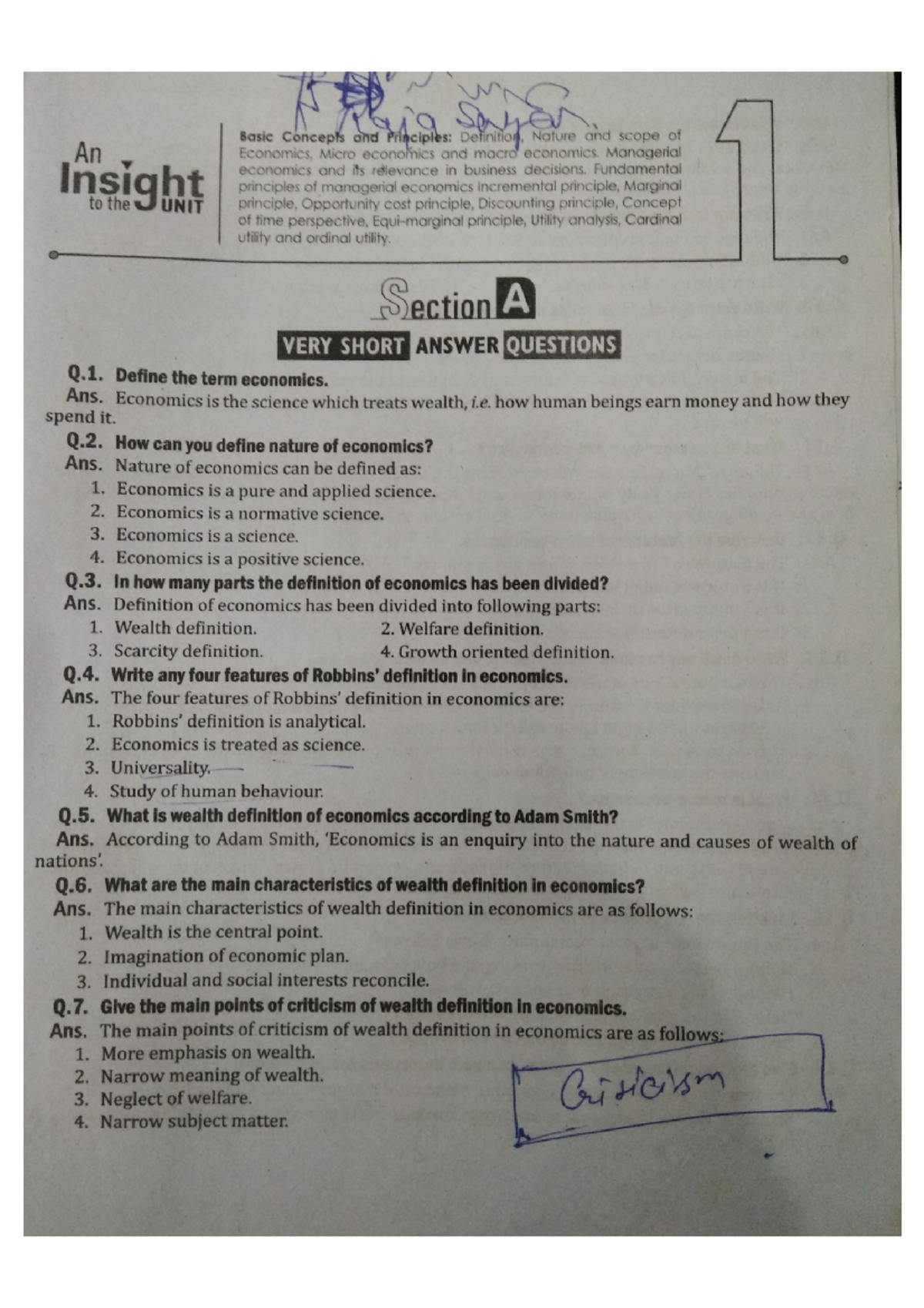 Managerial Economics Unit 1 - Masters of Business Administration - Studocu