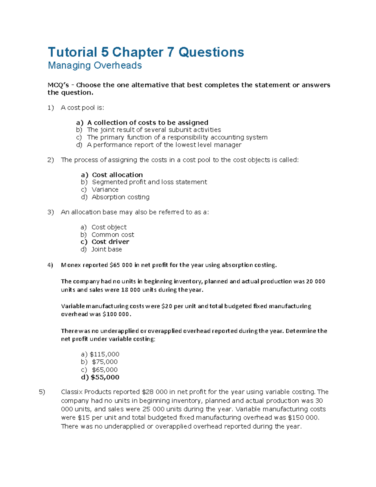 ACC202 Tutorial 5 Chap 7 MCQ Practical Questions Solutions - Tutorial 5 Chapter 7 Questions ...