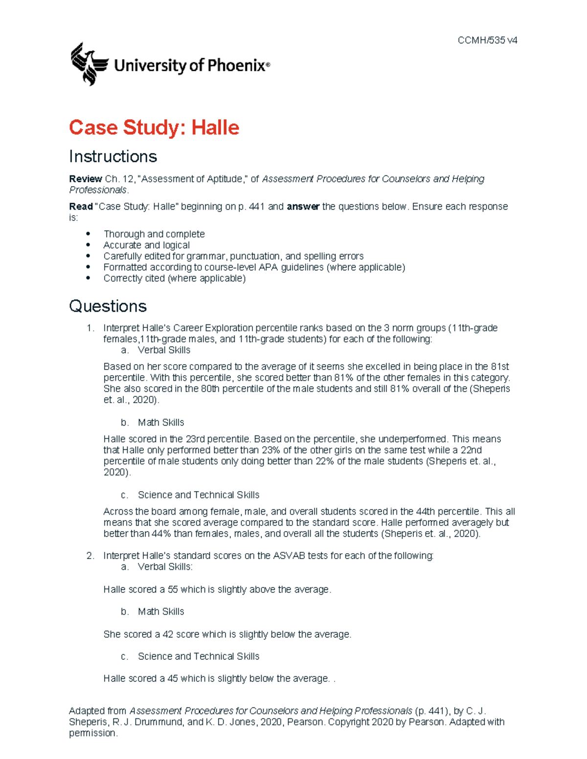 Ccmh535 v4 wk4 case study halle - CCMH/535 v Case Study: Halle ...