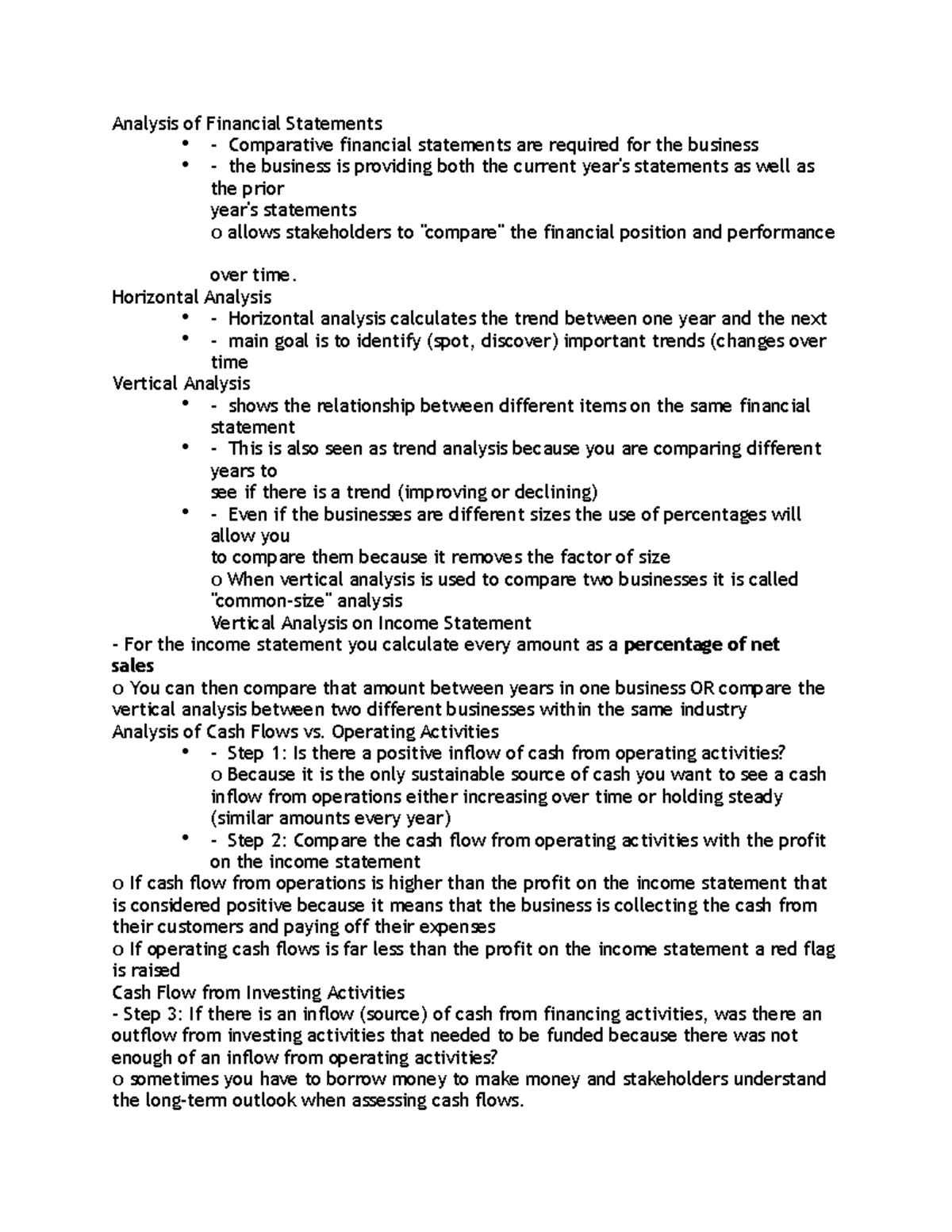 Analysis of Financial Statements - Horizontal Analysis - Horizontal ...