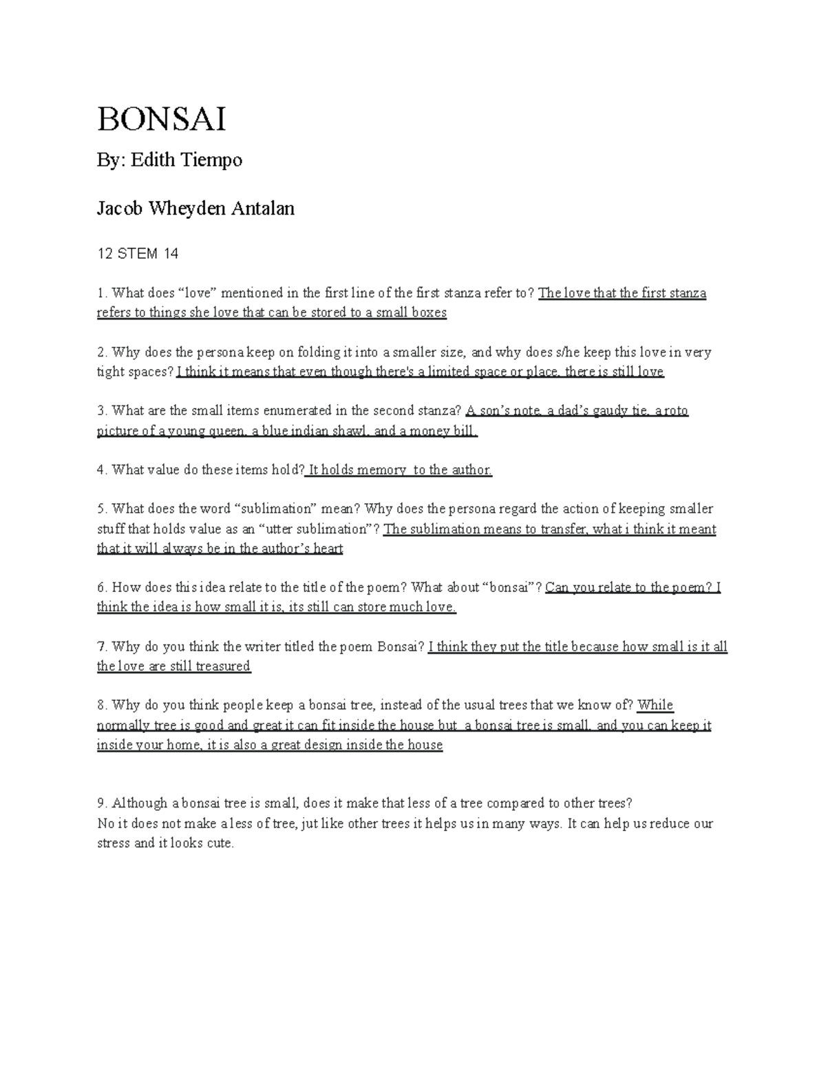 Bonsai by Edith tiempo - its a poem use in 21st lit - BONSAI By: Edith ...