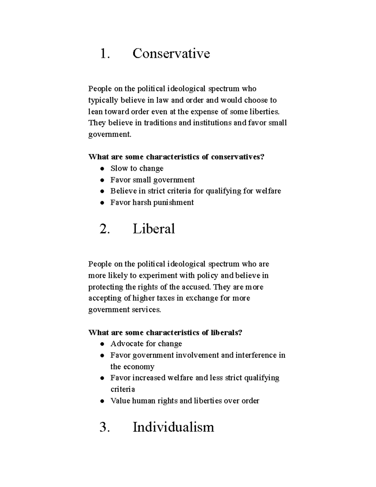 Topic 8 Political Ideology Gov Cards - 1. Conservative People on the ...