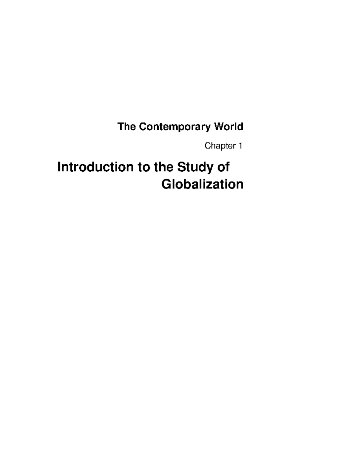 Chapter 1 The Contemporary World - The Contemporary World Chapter 1 ...