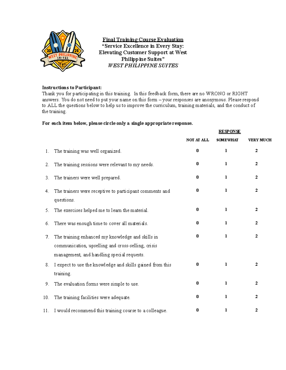 WPS Training Evaluation- Final - Final Training Course Evaluation ...