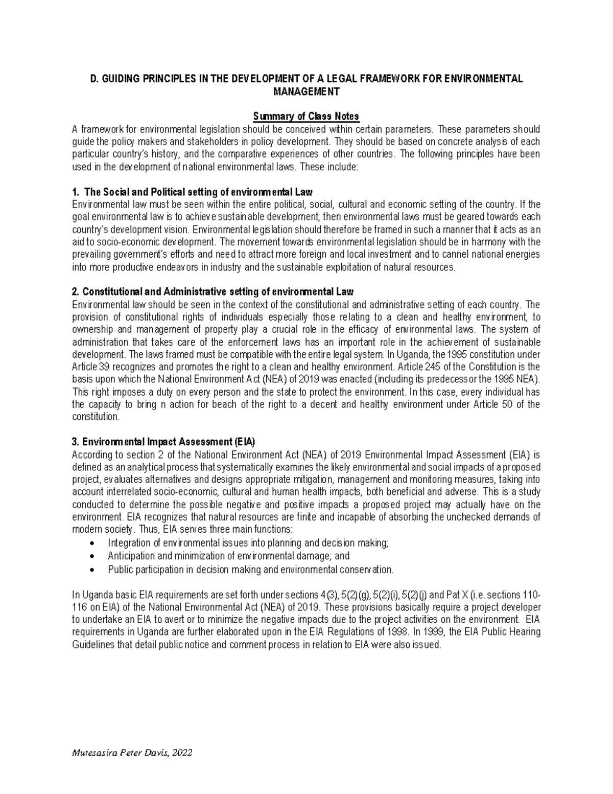 Guiding Principles IN THE Development OF A Legal Framework FOR ...