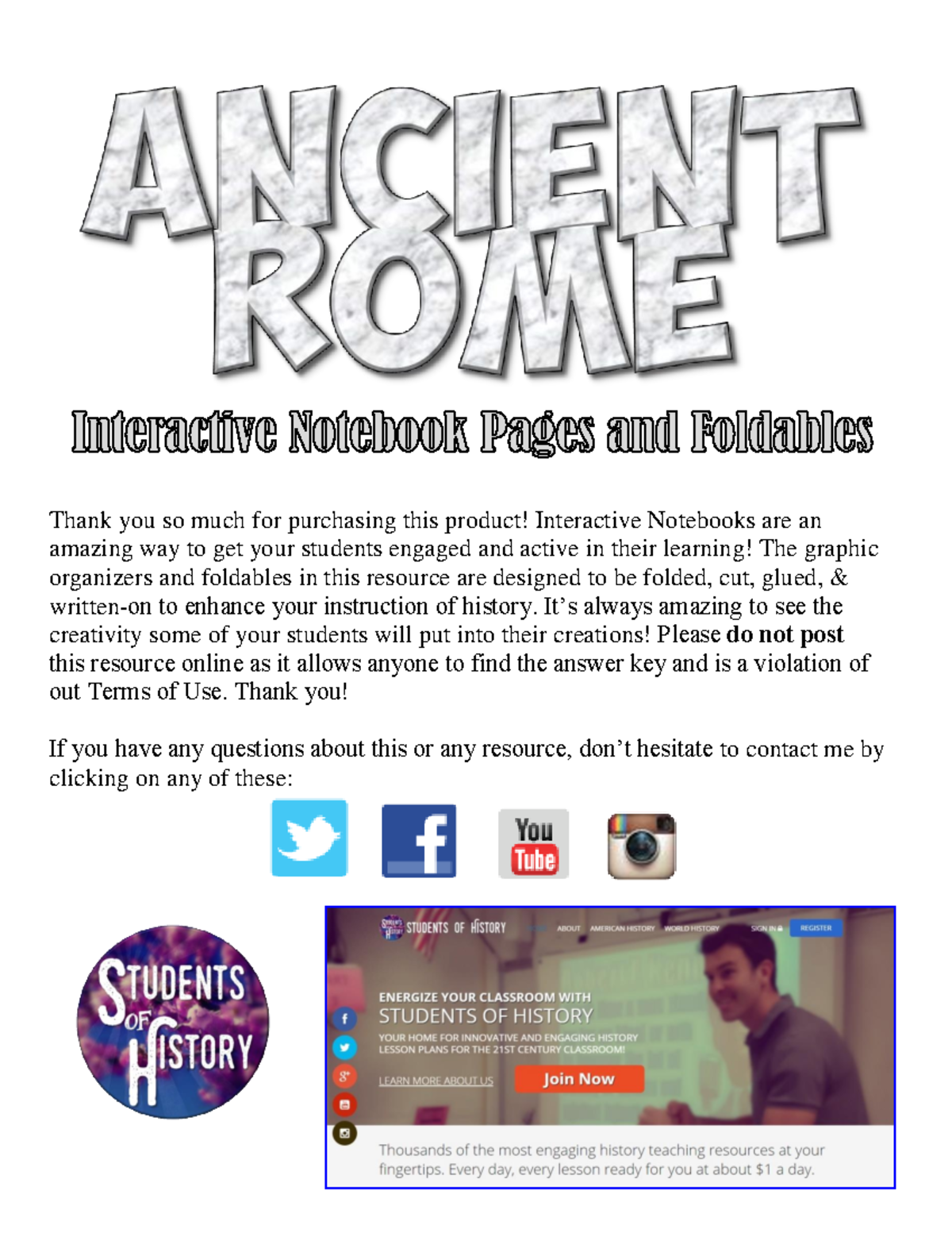 Ancient Rome Interactive Notebook Set-1 - ####### Thank you so much for purchasing this product ...