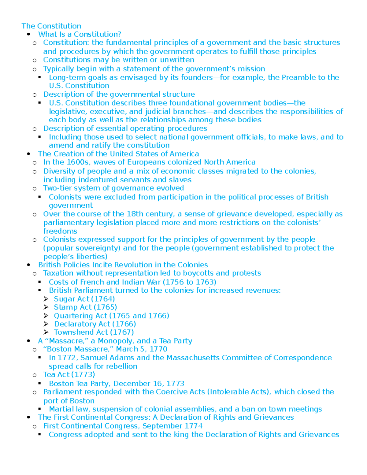 Chapter 2notes - What Is a Constitution?: The Creation of the United ...