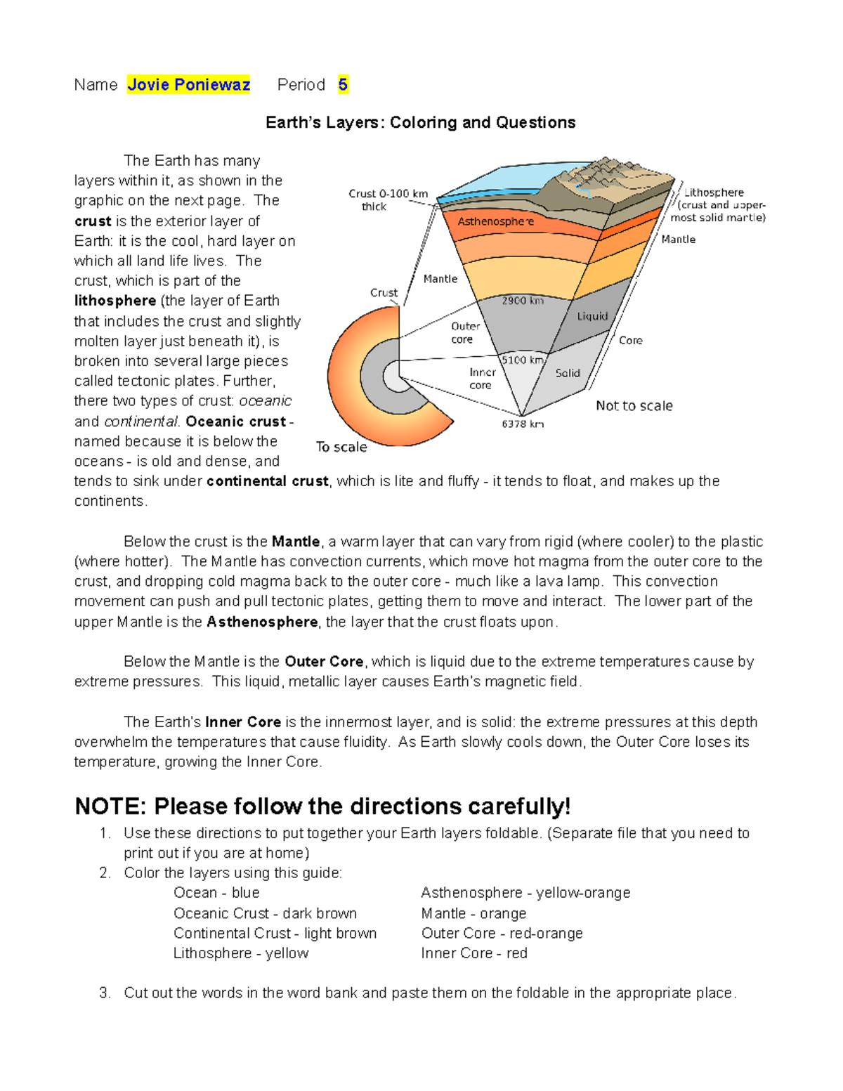 Copy of Copy of Day 66a Earth Layers Foldable Info - Name Jovie ...
