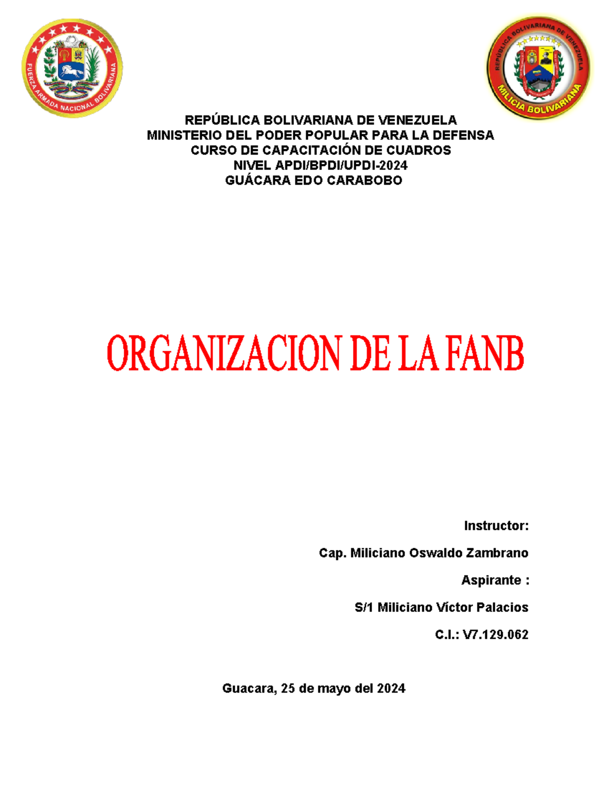 Organizacion de fanb - Resumen Historia - REPÚBLICA BOLIVARIANA DE ...