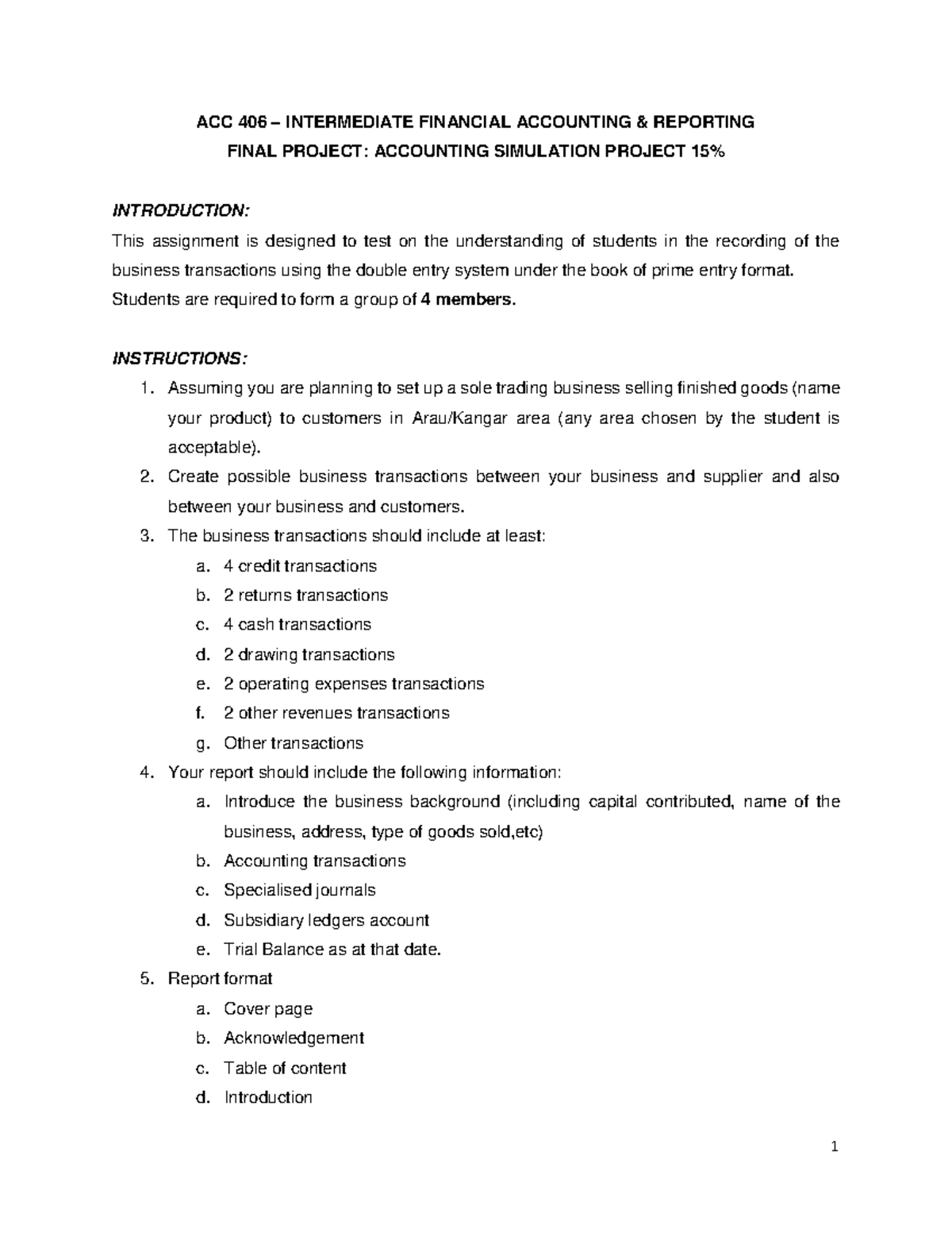 Instruction to simulation - ACC 406 – INTERMEDIATE FINANCIAL ACCOUNTING ...