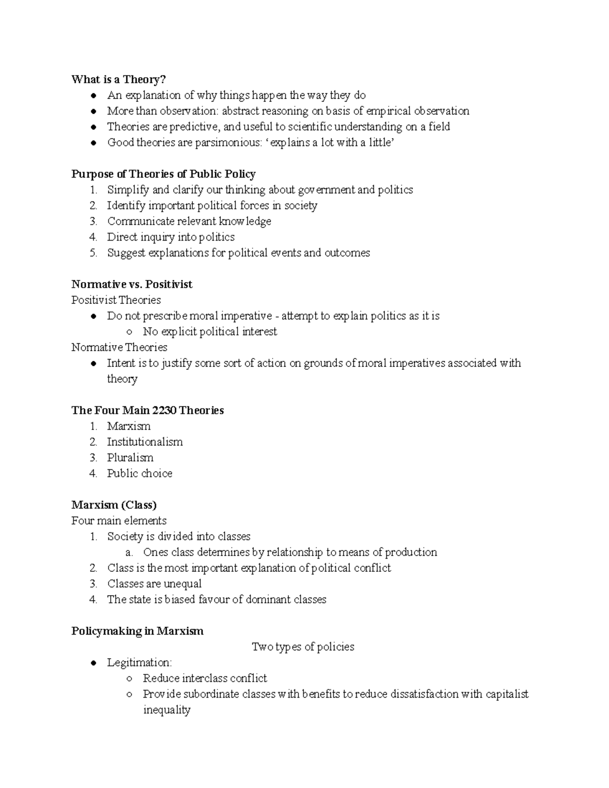 POLS 2230 (3)Theories of Public Policy - What is a Theory? An ...