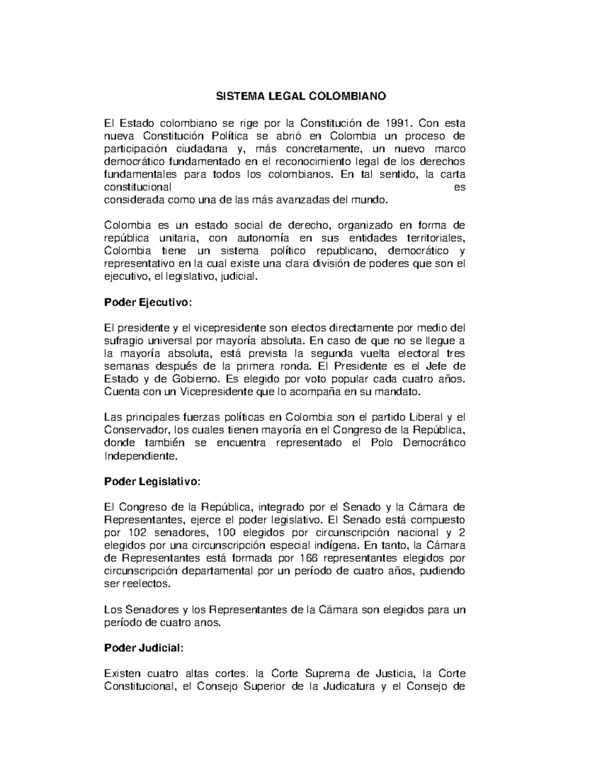 Presentacion del Sistema Juridico Colombia - SISTEMA LEGAL COLOMBIANO ...
